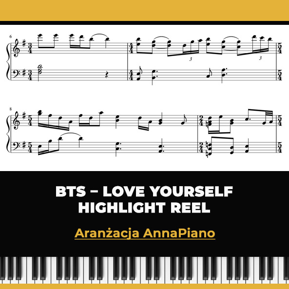 BTS – LOVE YOURSELF Highlight Reel – aranżacja fortepianowa dla osób ...